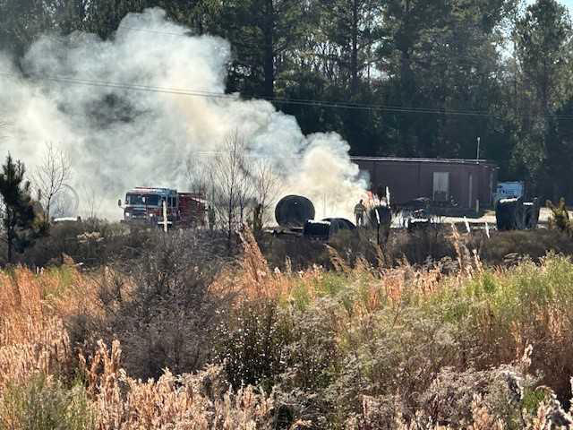 Work in Industrial Parkway sparks large brush fire