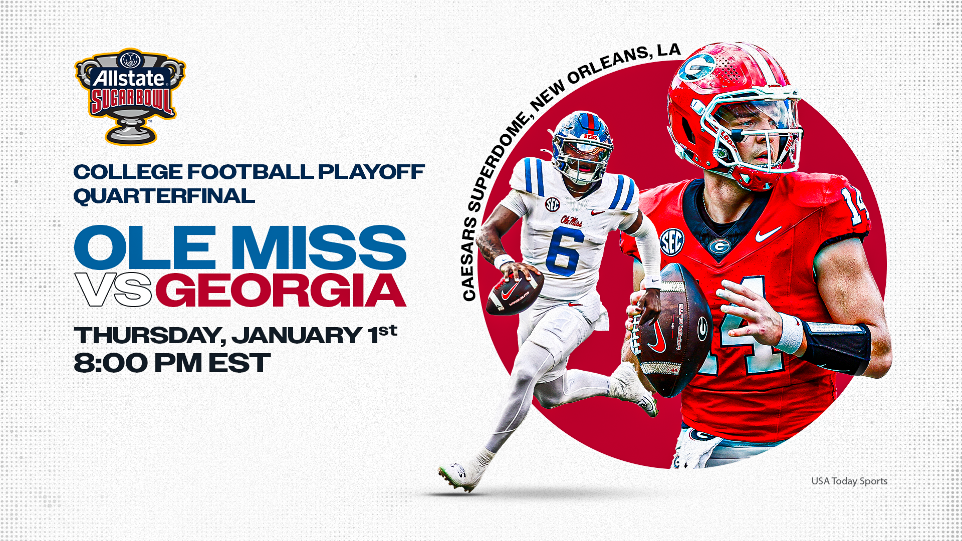 What channel is Georgia vs. Ole Miss on today? Sugar Bowl TV, time