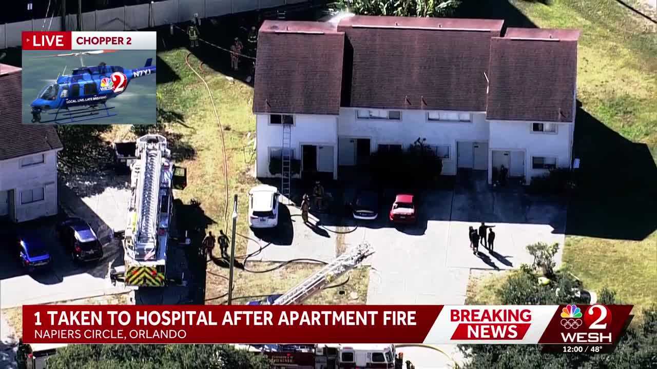 1 person taken to hospital after apartment fire near UCF, officials say