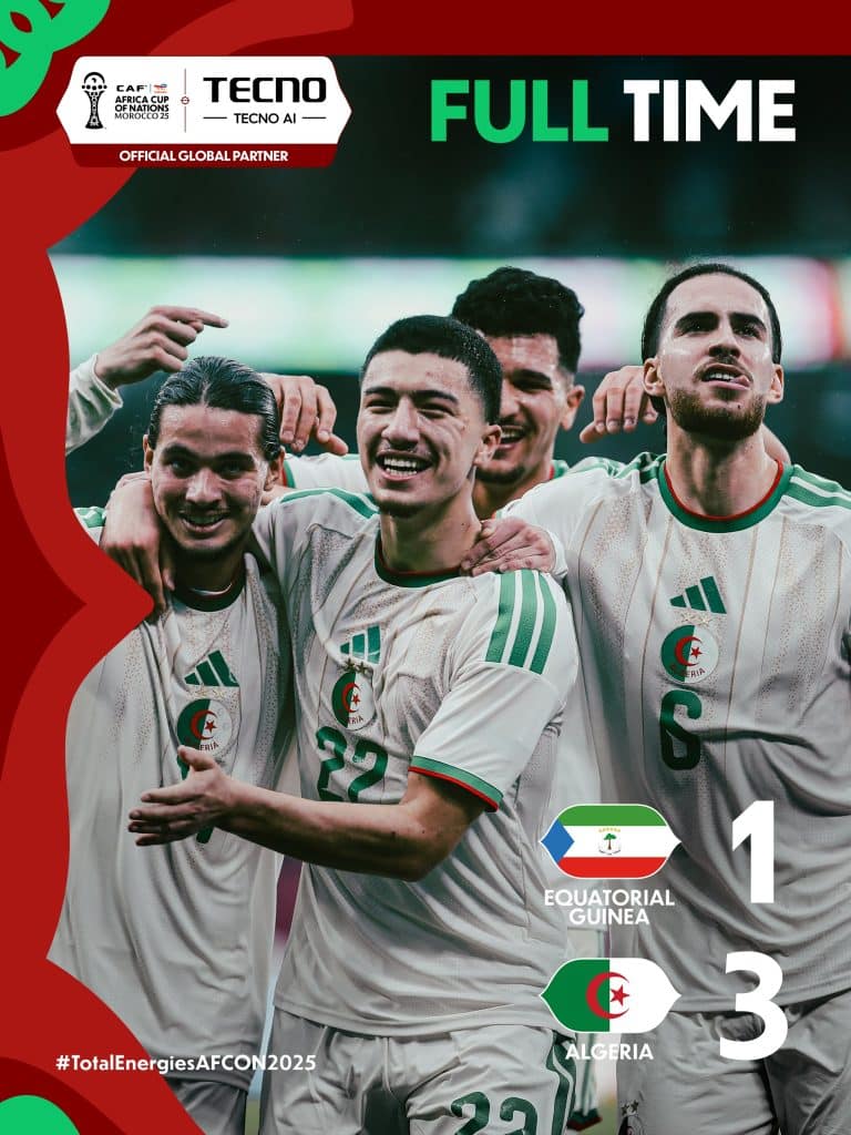AFCON 2025: Algeria beat Equatorial Guinea 3–1, finish top of Group E