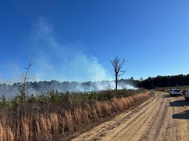 Brush fire burns at least 20 acres, threatens hunting camp