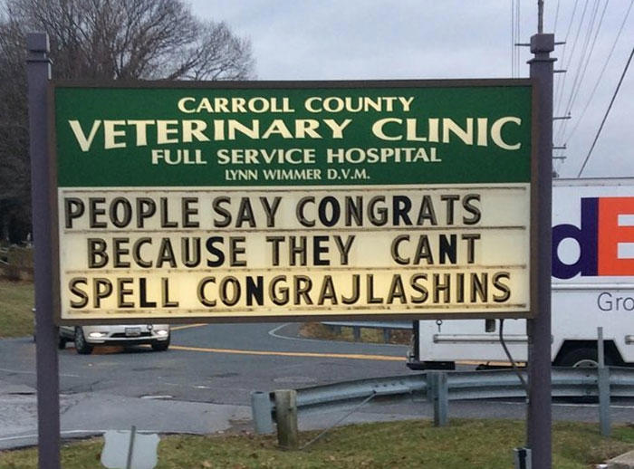 29 of the funniest outdoor signs from this vet clinic that dad joke ...