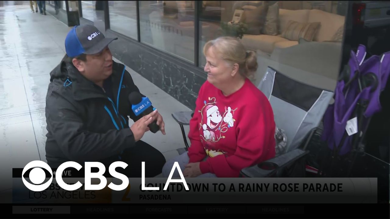 Crowds set up along Rose Parade route