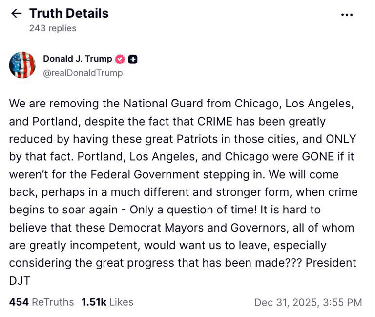 Taco Trump surrenders on National Guard deployment in US cities