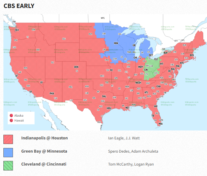 Colts vs. Texans Week 18 TV map: Is game televised in your area?