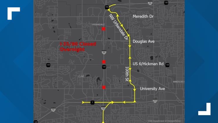 I-35/80 to be closed overnight Jan. 4-6