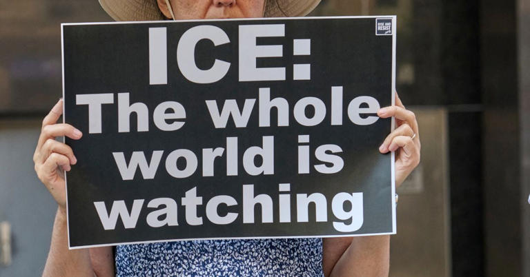 ICE agents pin, drag pregnant woman