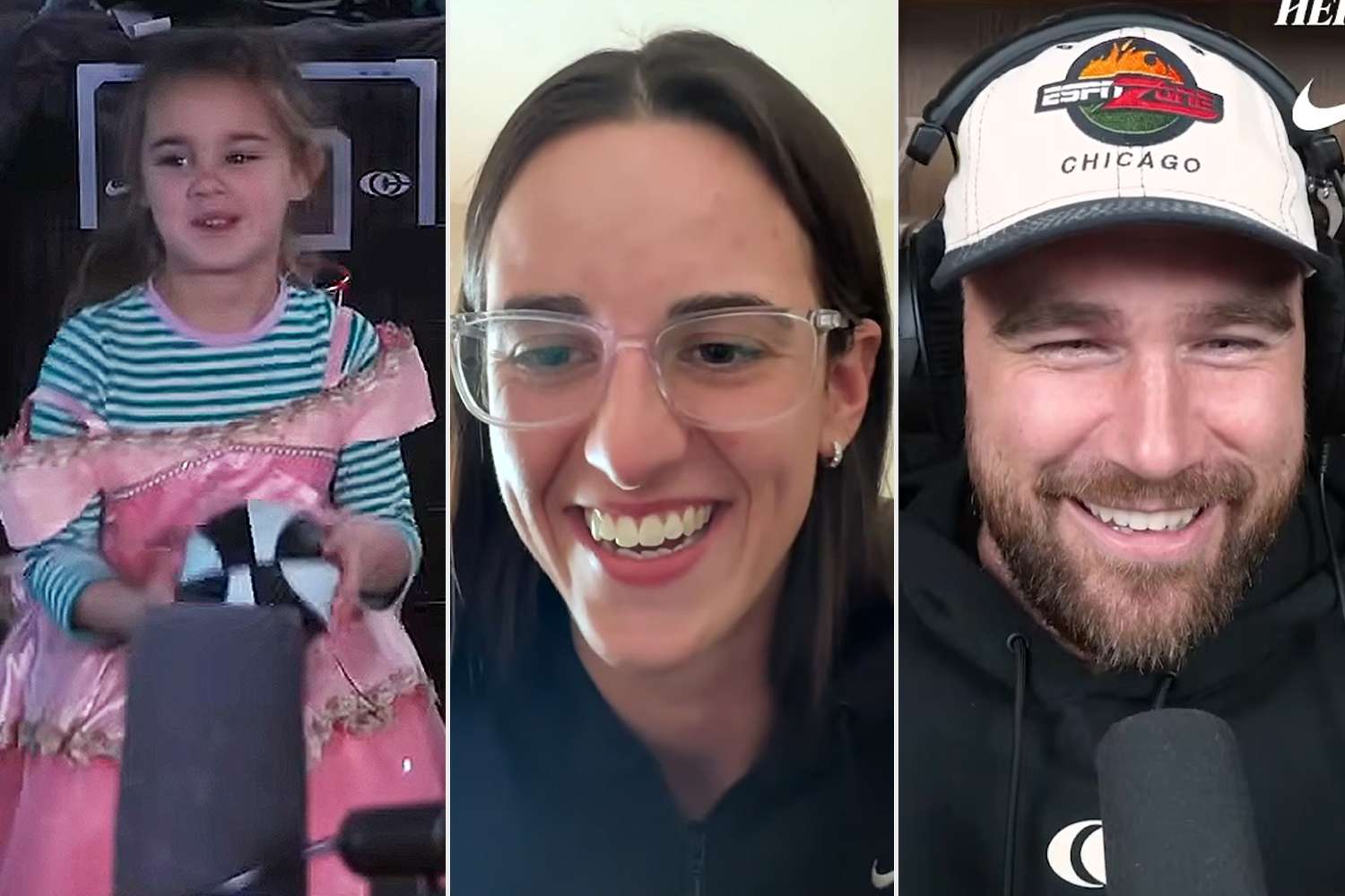 Caitlin Clark cheers on Jason Kelce's daughter Wyatt as she sinks a ...