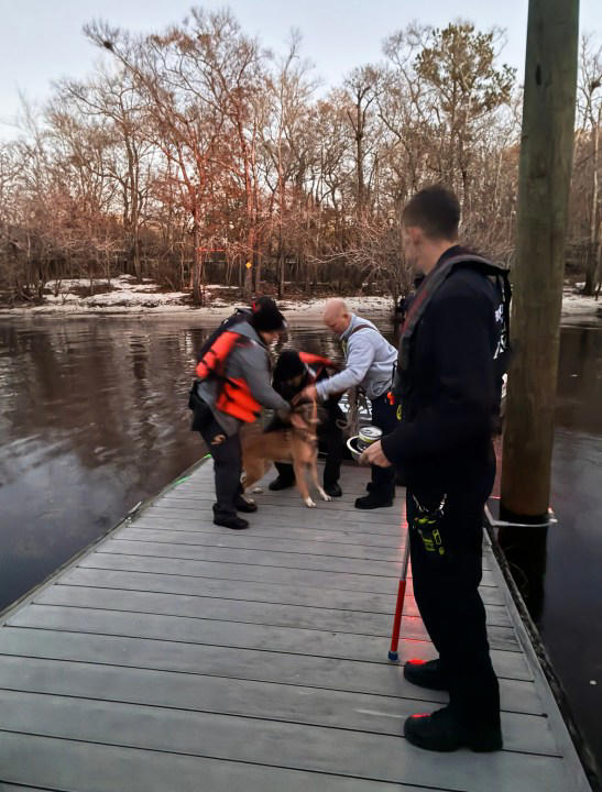 Horry County police, fire crews rescue dog from island on Waccamaw River