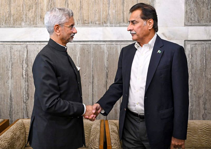 Pakistan's National Assembly speaker briefly interacts with Jaishankar ...