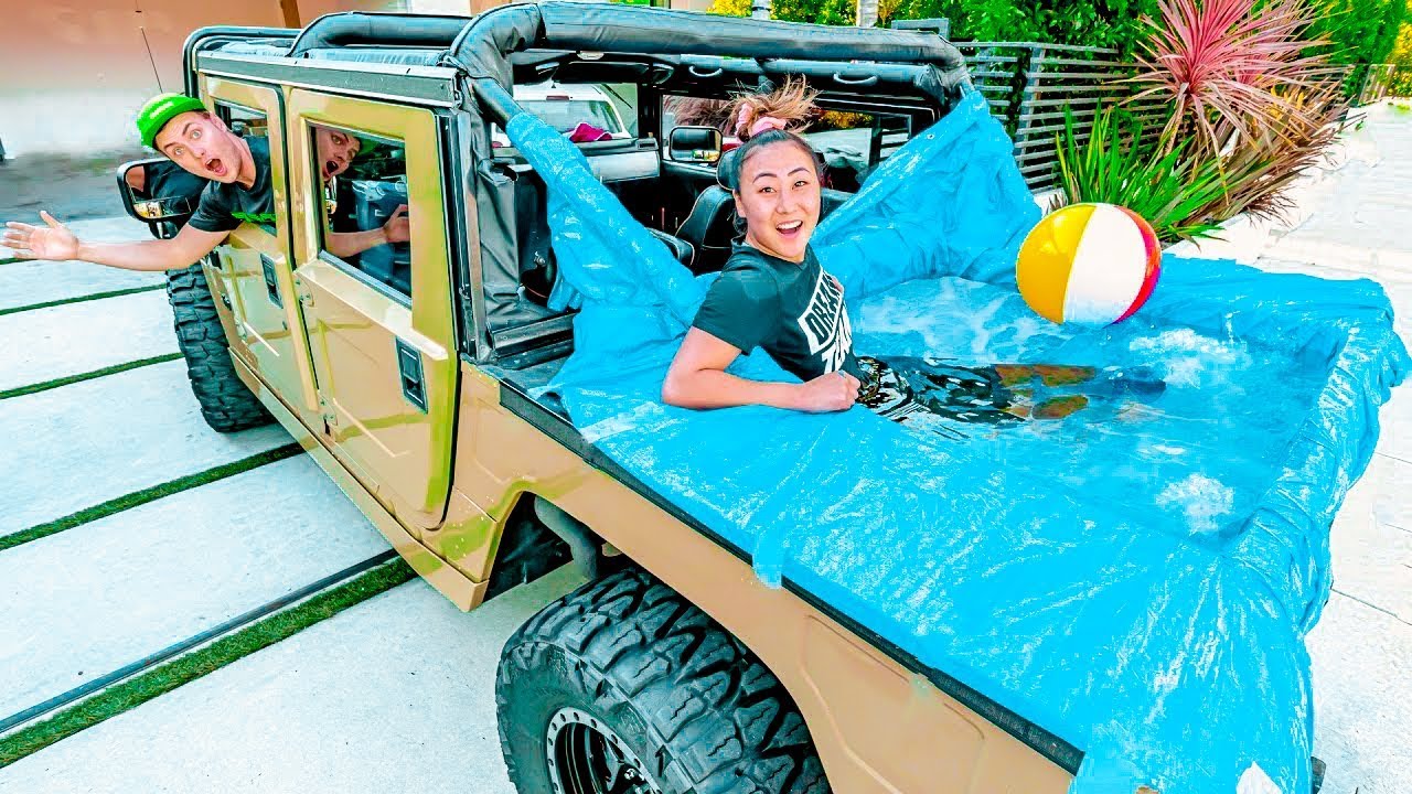 I put a hot tub in his Hummer! 🛁🚙