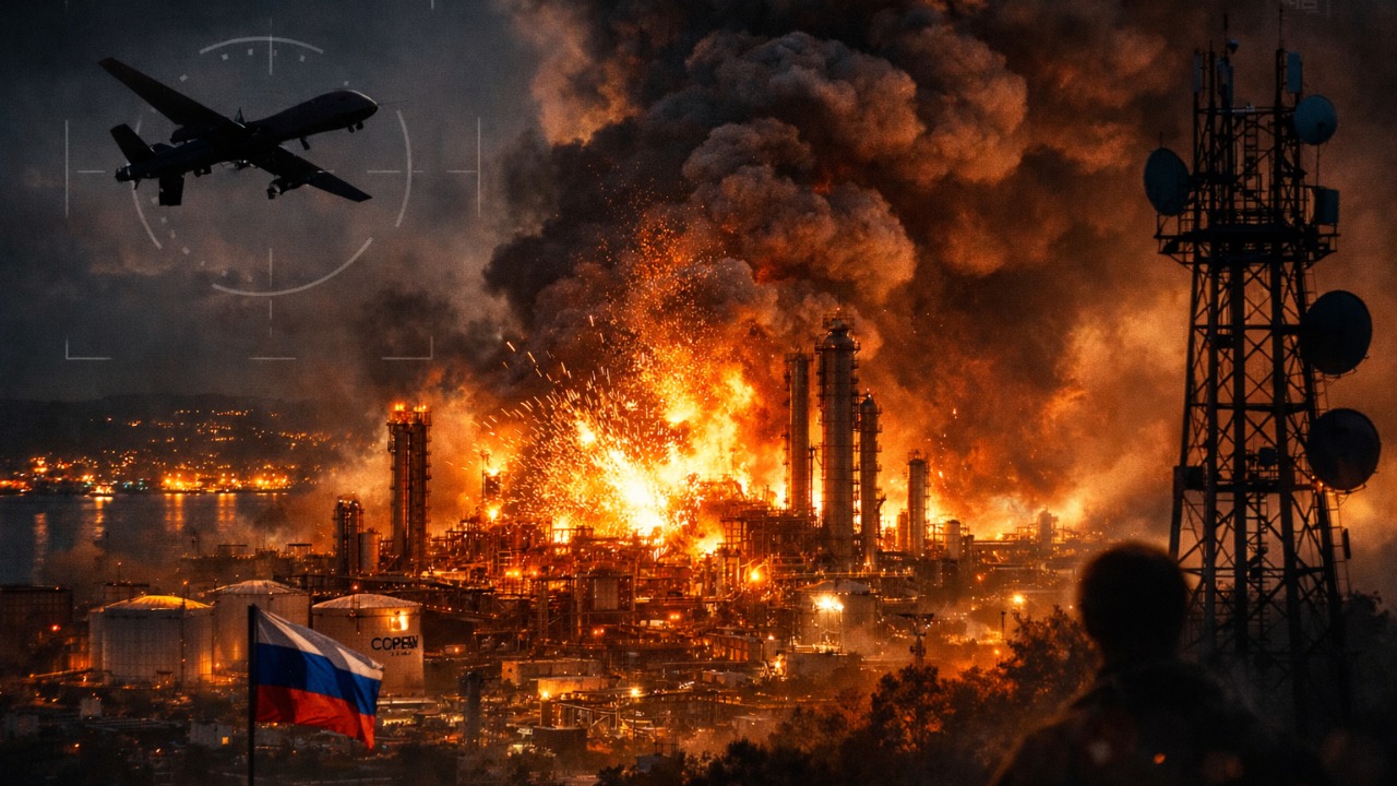 Ukrainian drone sparks massive fire at key Russian oil refinery