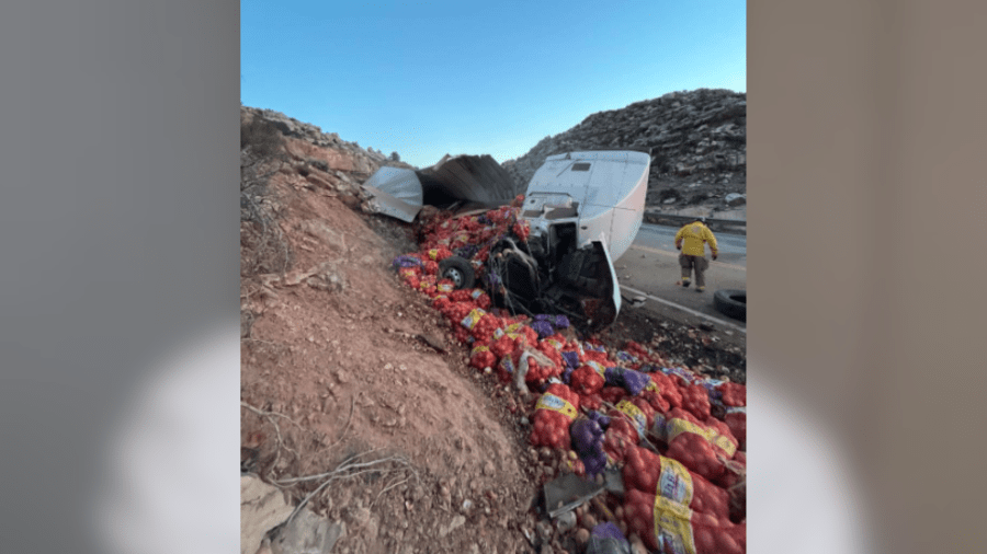 Onions spill onto highway after semi accident near Moab