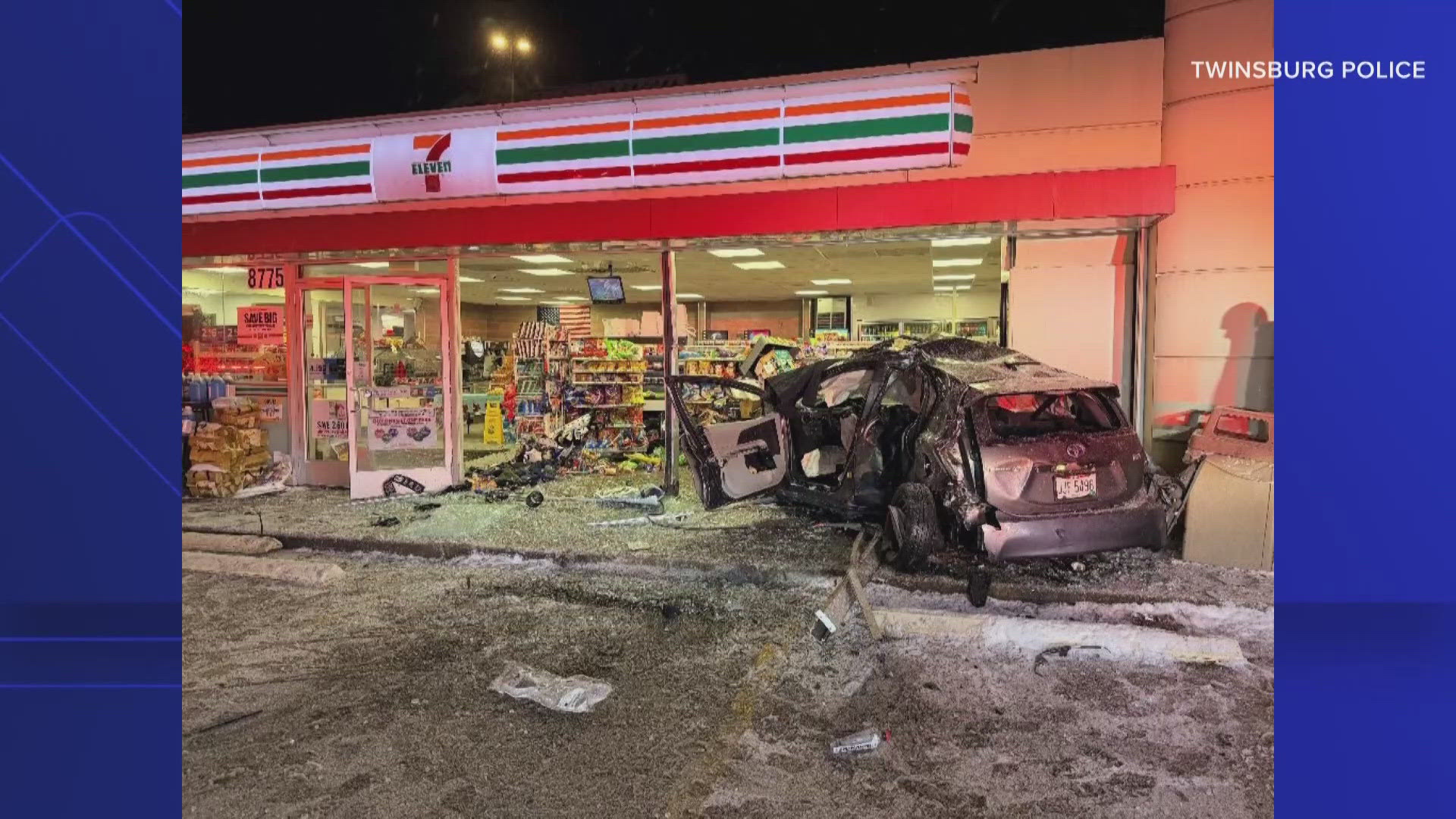 Driver crashes into Twinsburg 7-Eleven, causing damage