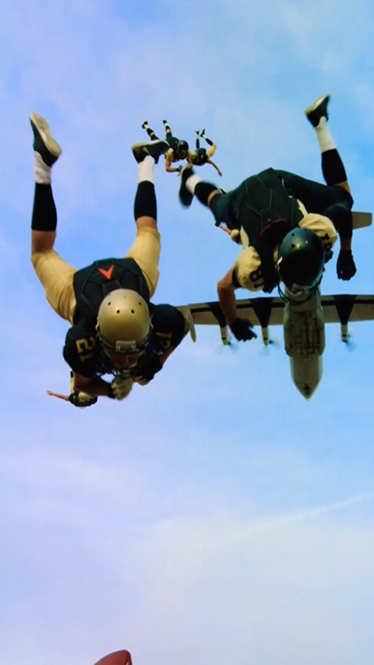 Throwing a football out of an airplane