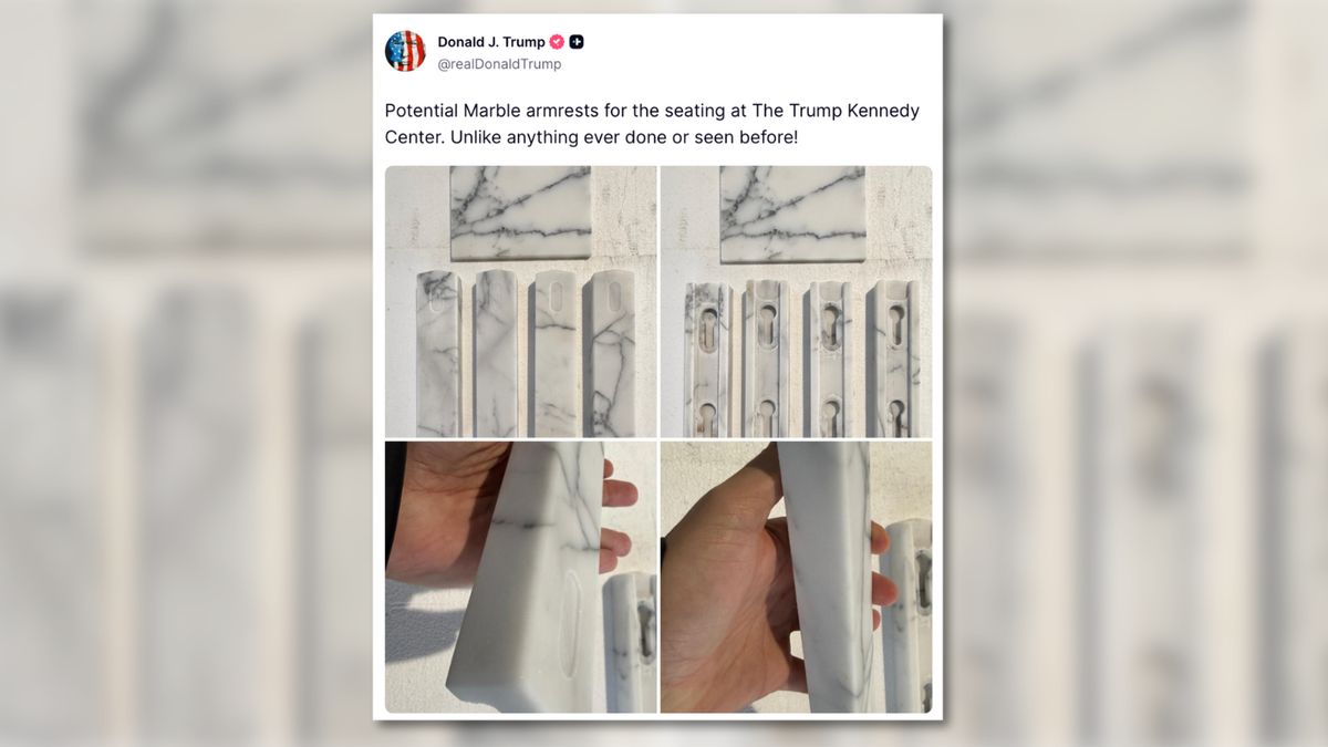 Trump posted about potentially adding marble armrests to Kennedy Center ...