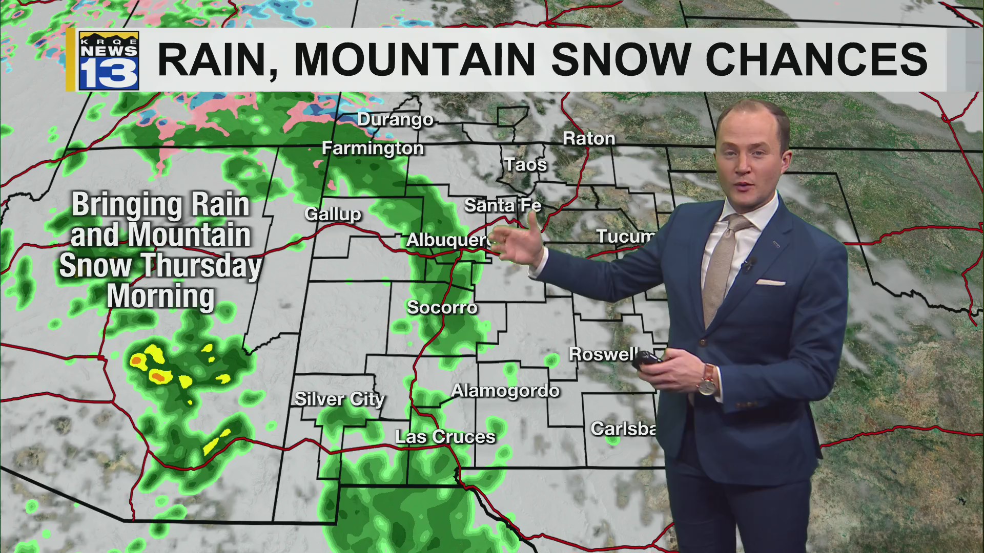 Rain, mountain snow moves into parts of New Mexico to start the new year