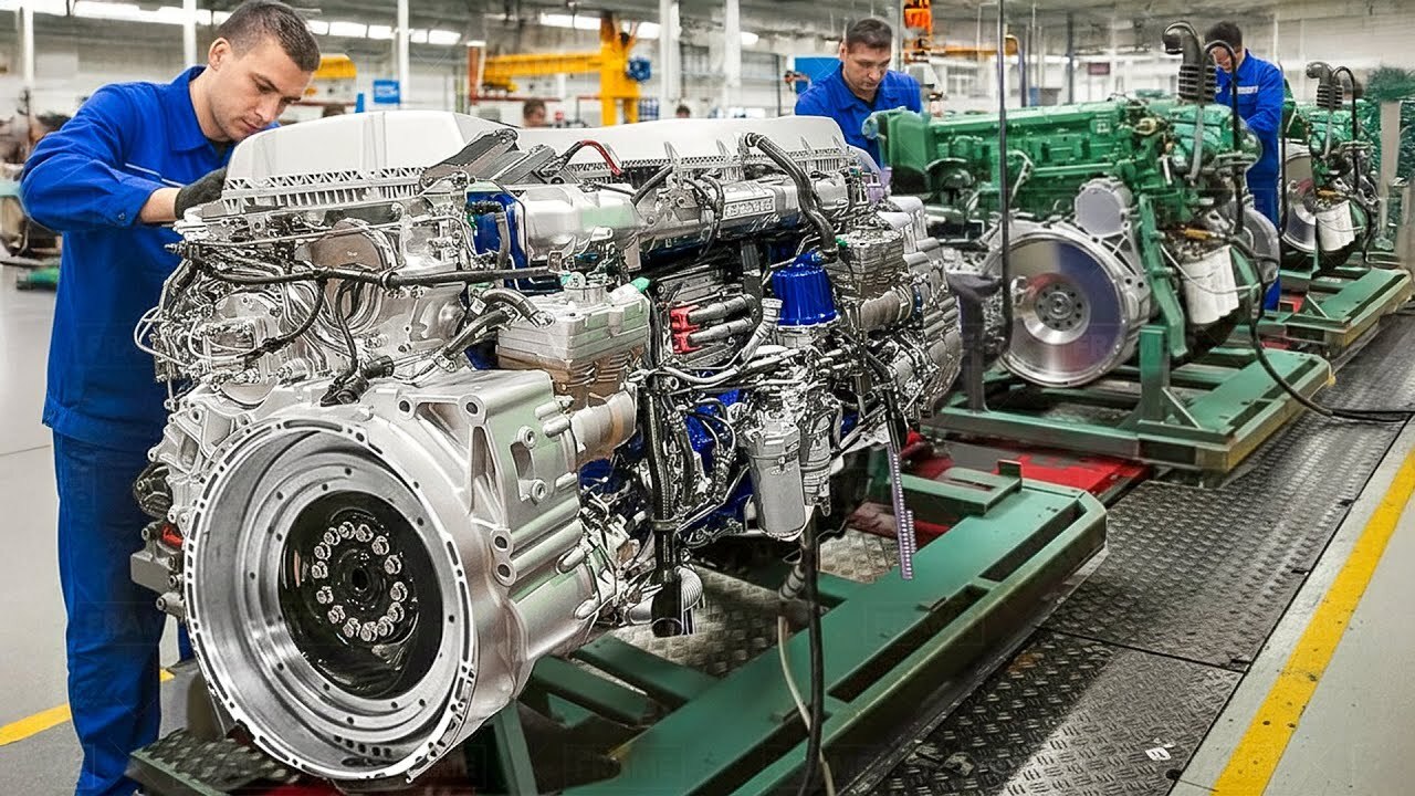 How super robust diesel truck engines are built from scratch inside ...