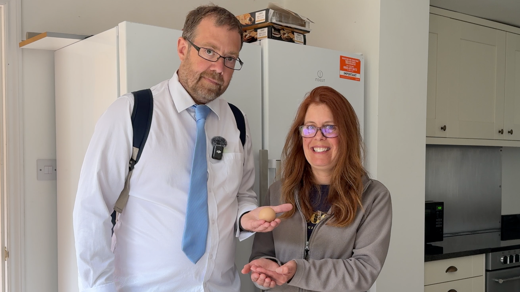 The man scrambling to find a spherical egg