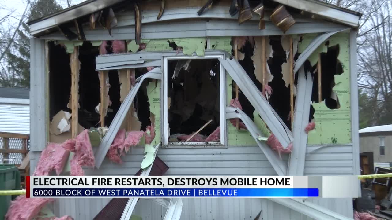 Electrical fire restarts, destroys mobile home in Bellevue