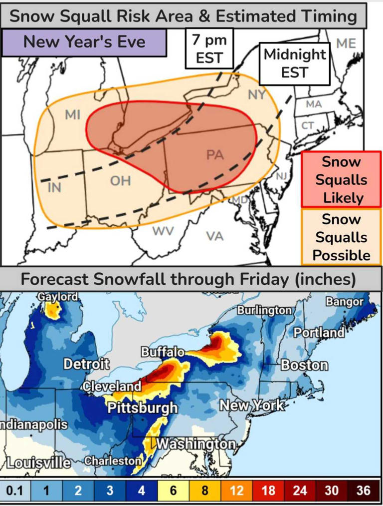 Snow chance coming for much of Northeast to ring in new year
