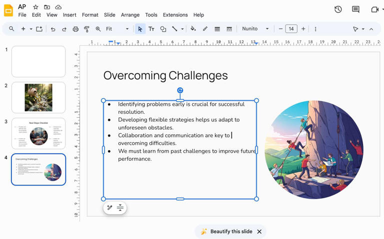 I started using Gemini to create presentations in Google Slides, and it ...