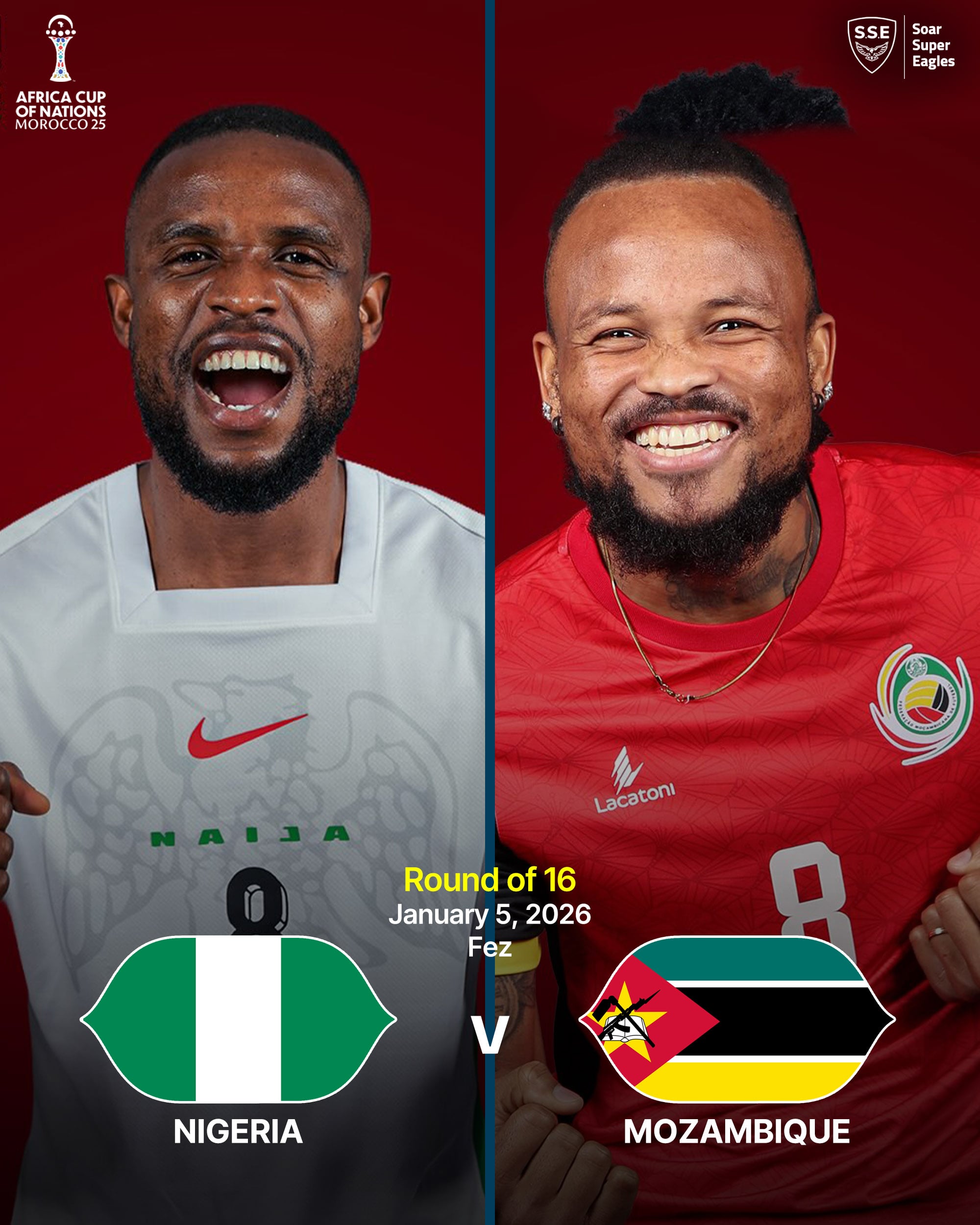 Breaking: Nigeria to play Mozambique on Jan 5 in AFCON round of 16