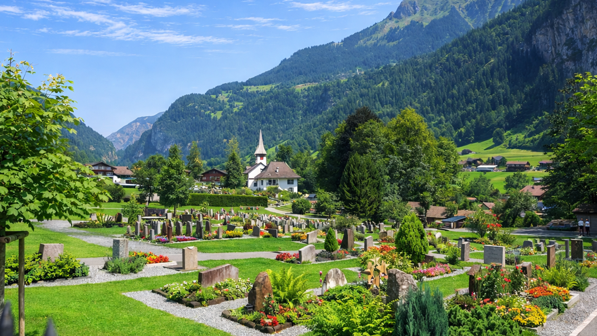 Walking Lauterbrunnen Switzerland in a beautiful summer season (4K)
