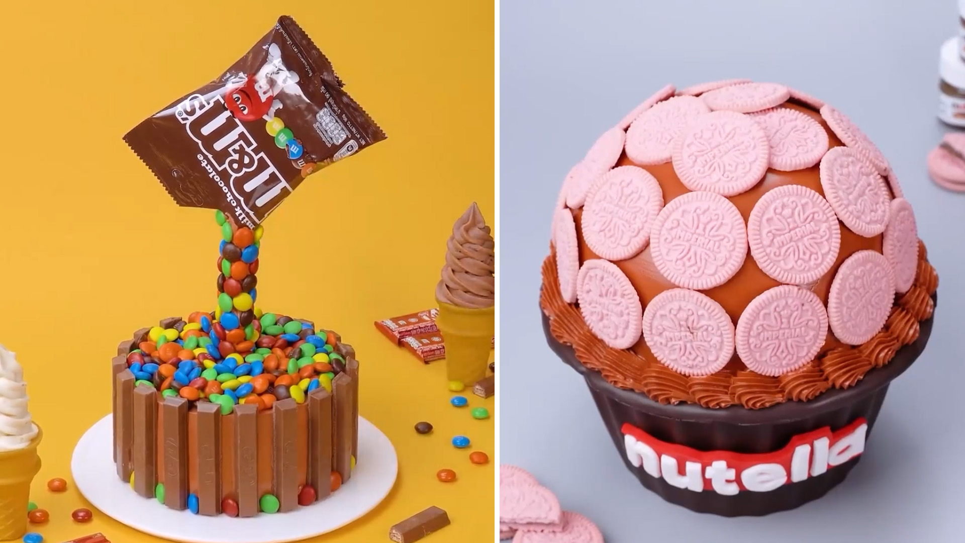 Chocolate candy pour cake and cookie cup desserts
