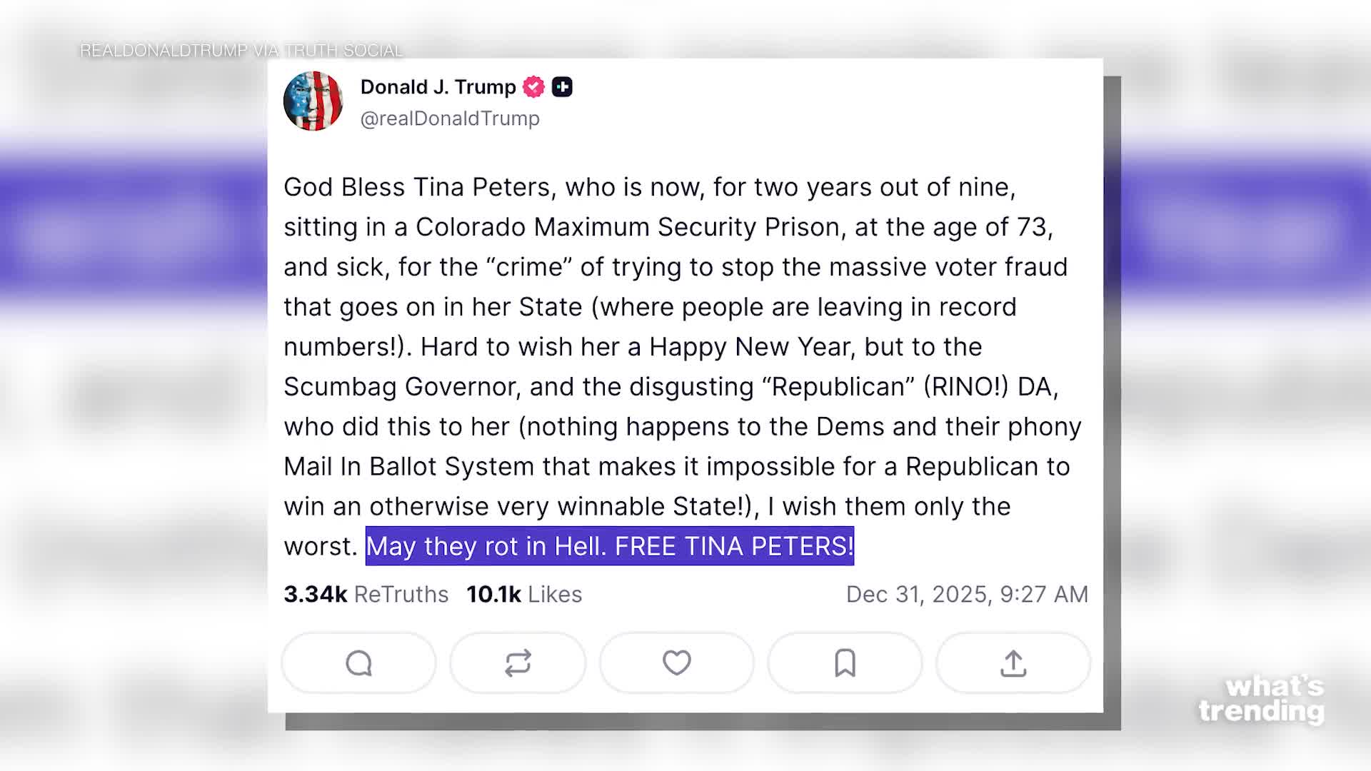 Trump rings in 2026 by telling enemies to "Rot in hell" in scathing New ...