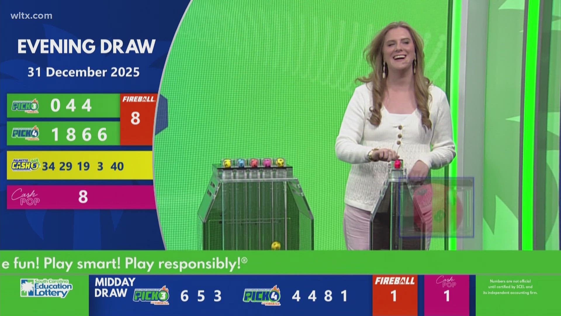 Evening SC winning lottery numbers for December 31, 2025