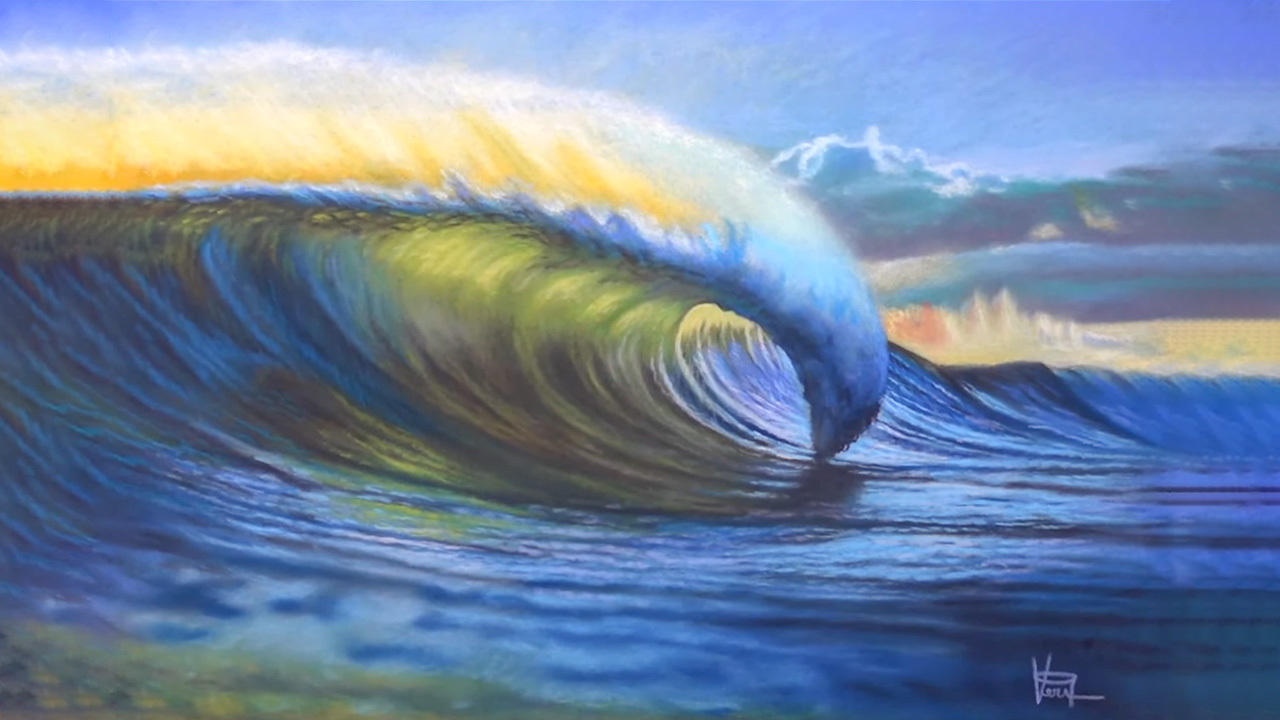 Ocean inspired beautiful waves drawing art with flow and natural rhythm