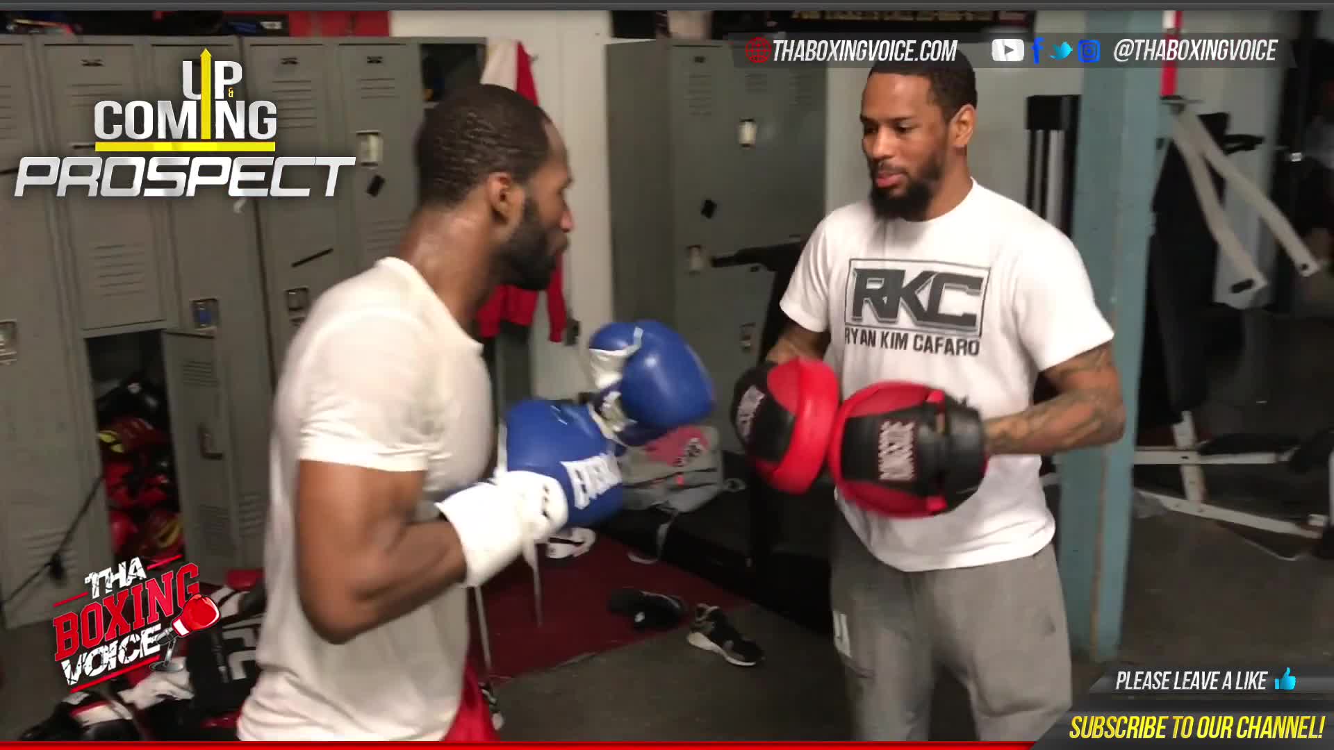 Tsunami Sam Samuel Teah doing pad work in training camp