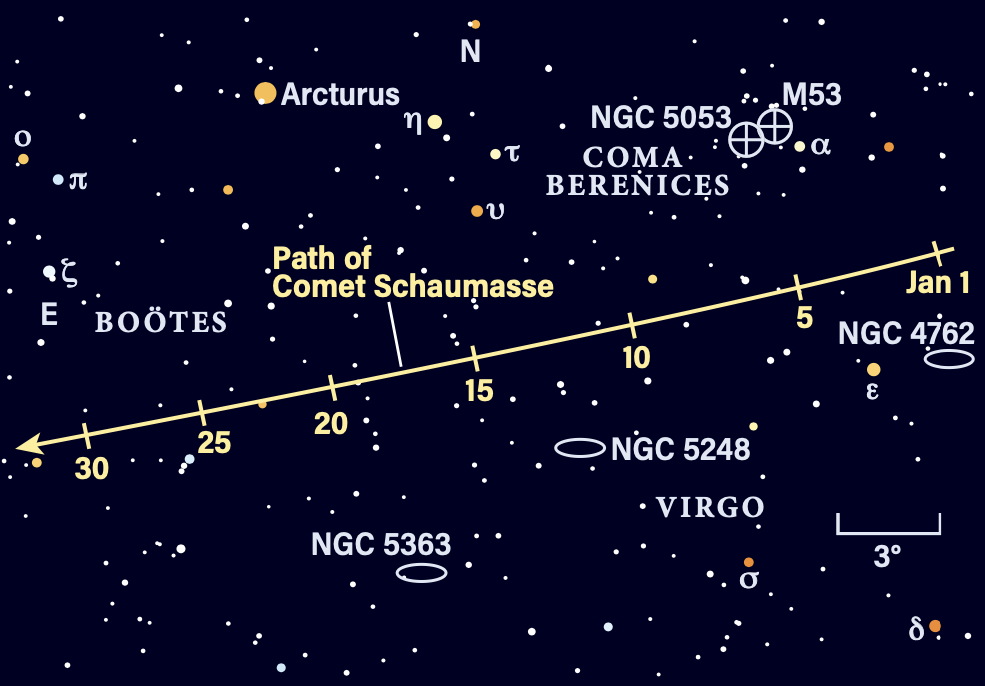 The sky today on Tuesday, January 20: Comet Schaumasse slides by some ...