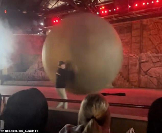 The moment a Disney worker is injured stopping 180kg fake boulder from ...