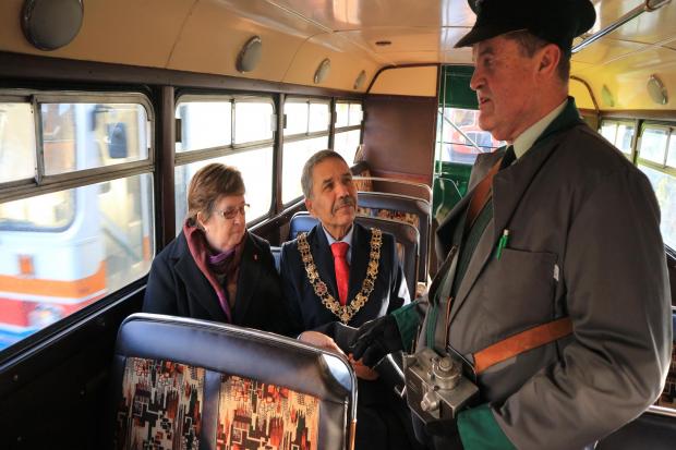 All smiles at Friends of King Alfred Buses New Year's Day vintage bus event