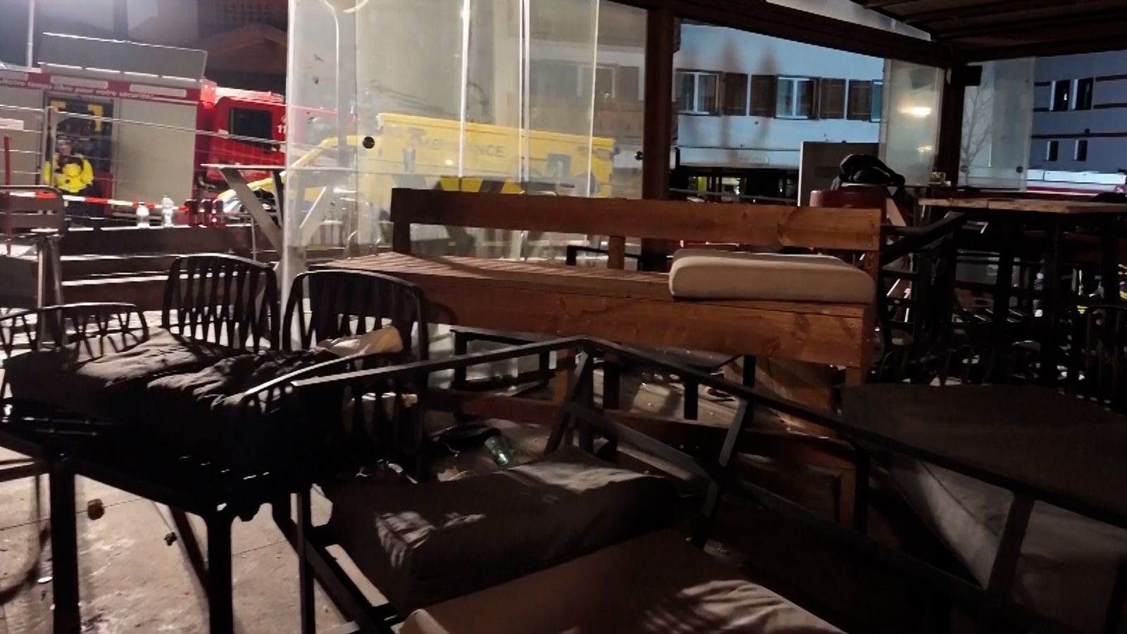 Switzerland: Emergency services survey scene of fire