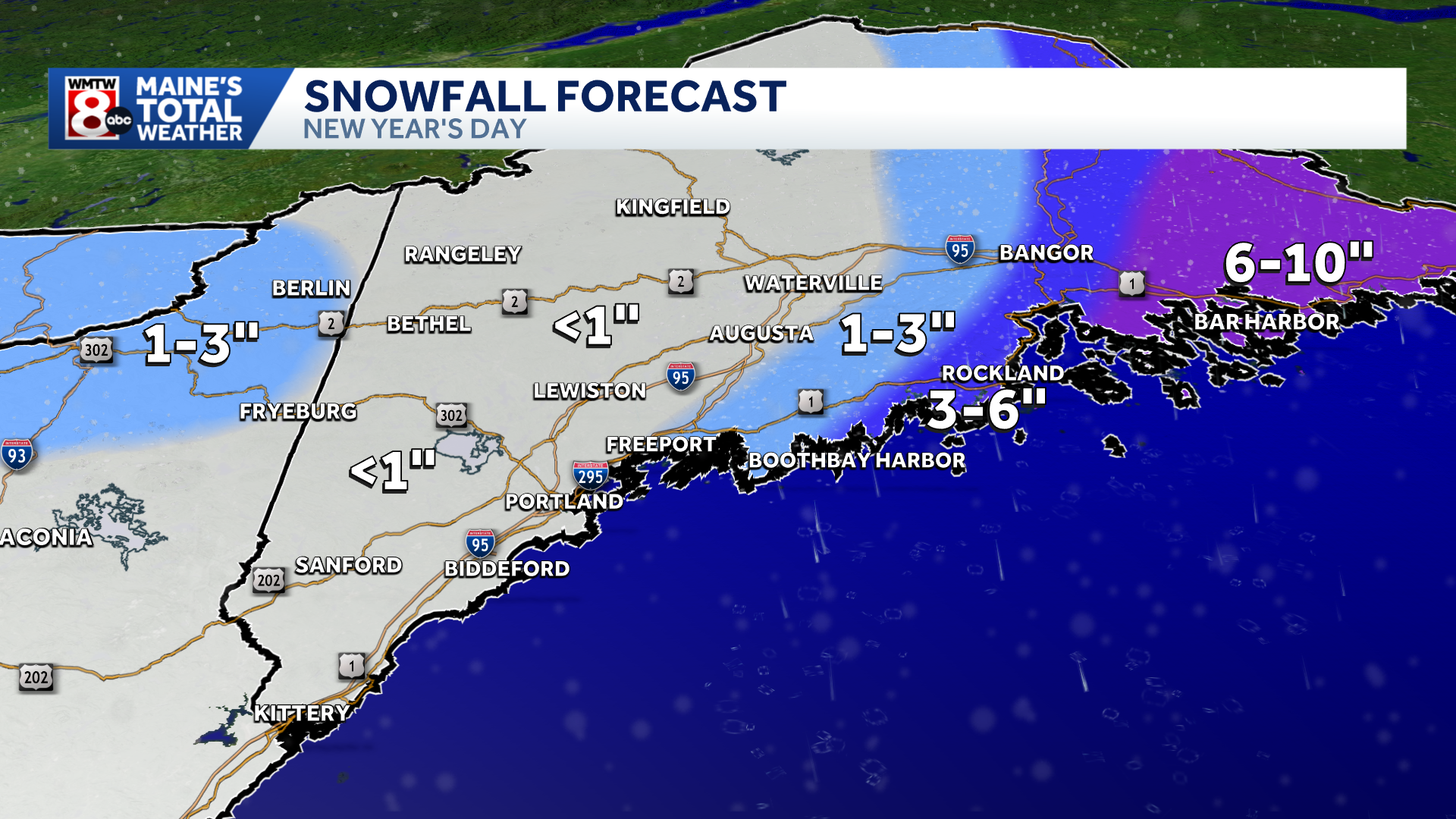 Snowy New Year's Day for midcoast Maine