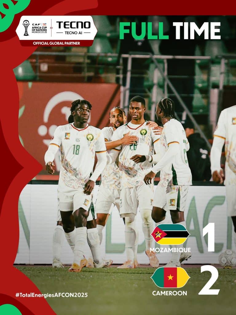 AFCON 2025: Cameroon edge Mozambique 2–1 to seal Group F victory