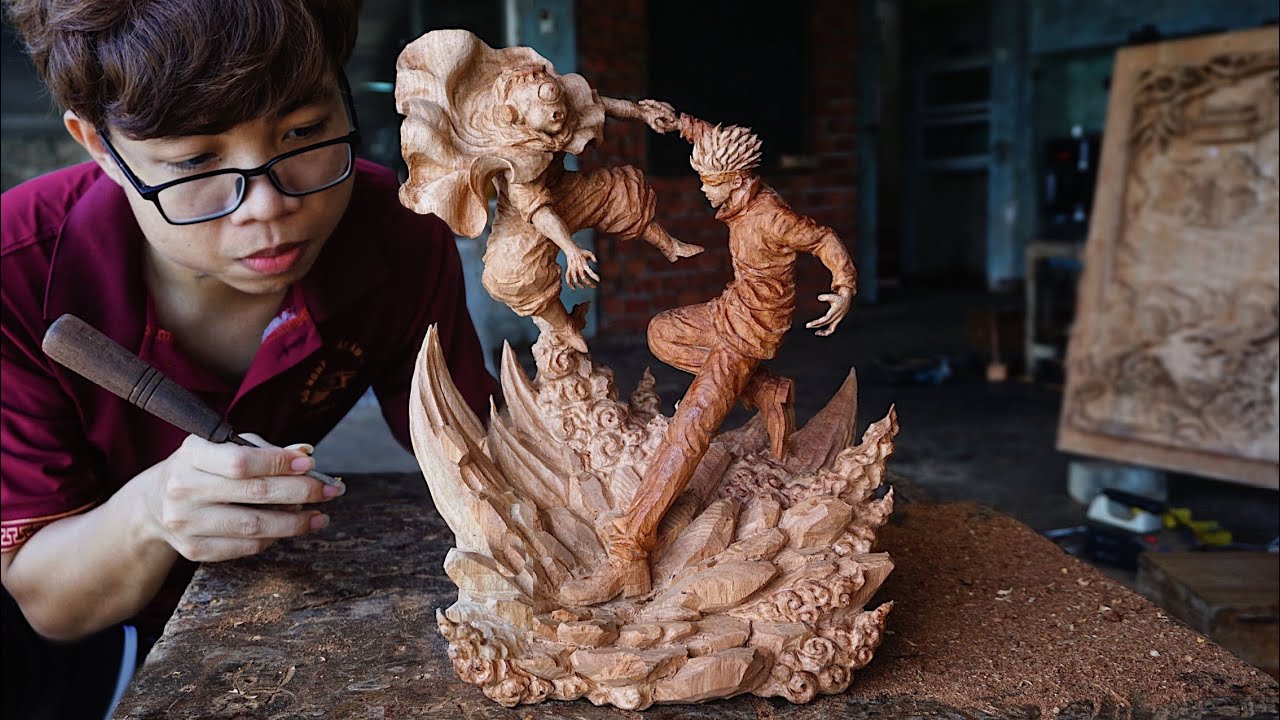 Jujutsu Kaisen fight scene sculpted by hand