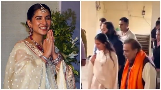 Radhika Merchant in simple cream suit joins Anant as Ambani family ...