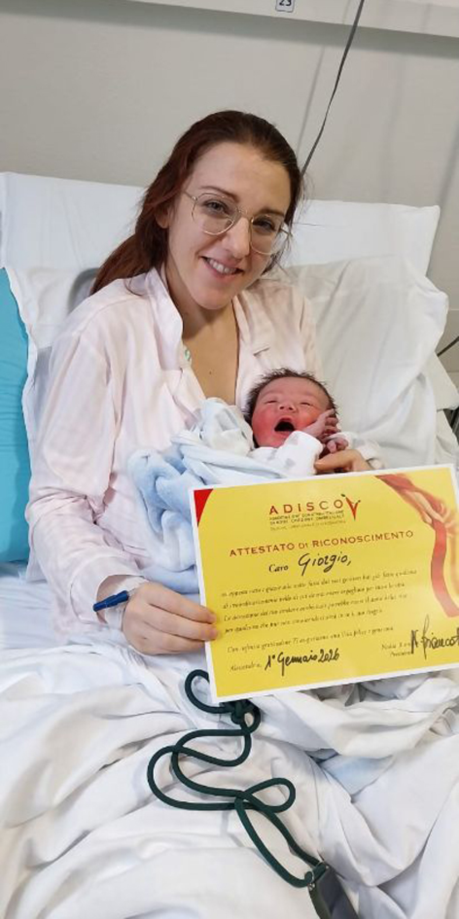 Alessandria, Giorgio è il primo nato del 2026