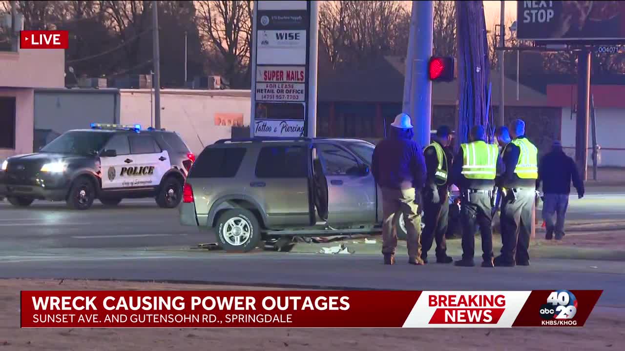One driver hurt in crash in Springdale that caused power outages ...