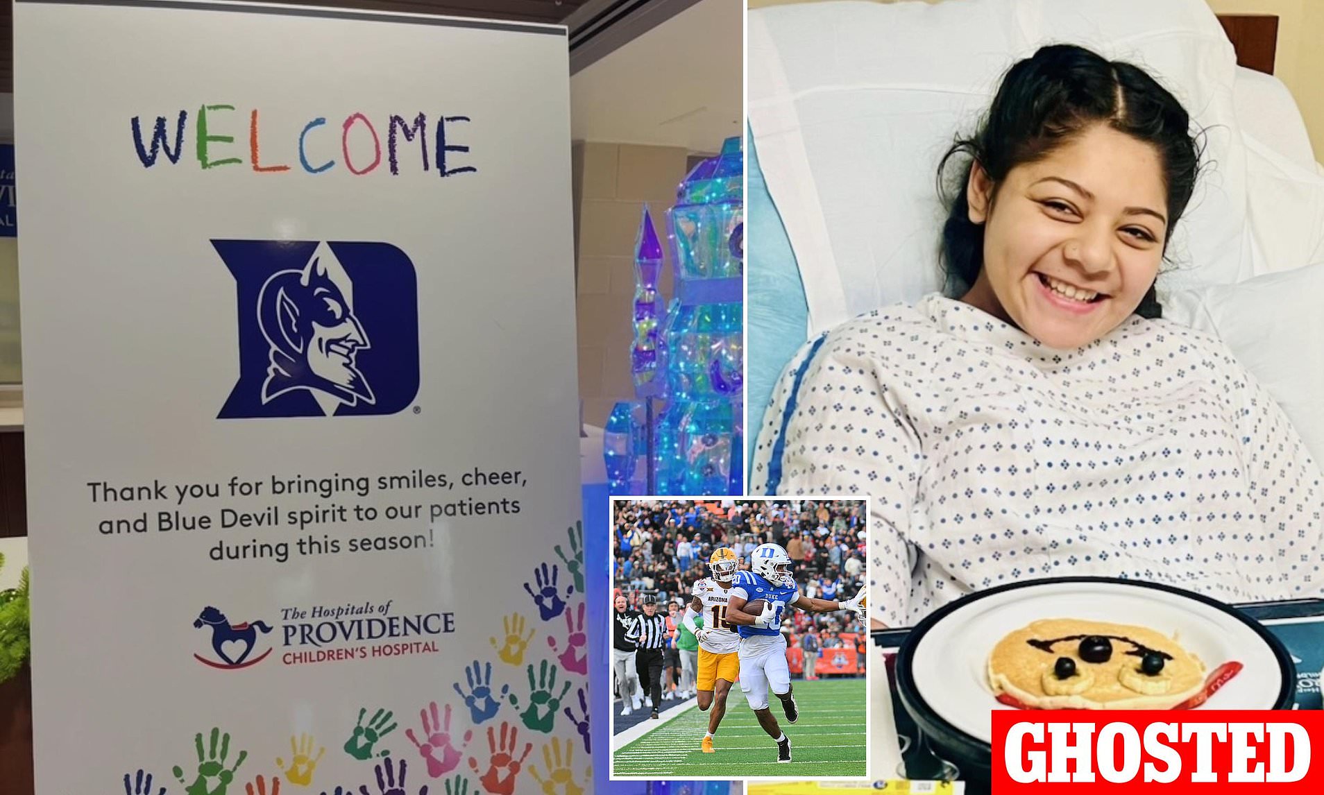 Duke University football team 'ghosts' hospital full of sick children