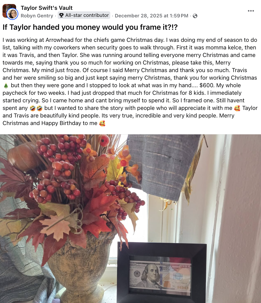 Taylor Swift receives a heartfelt thank you message from the Arrowhead ...