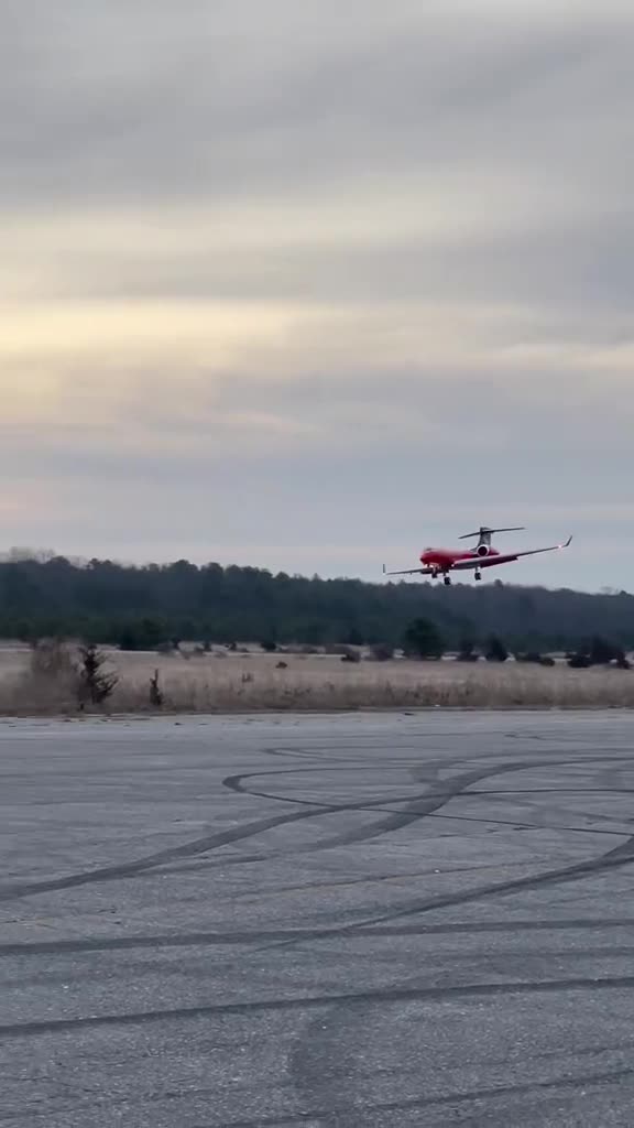 Custom RC private jet smooth sunset landing