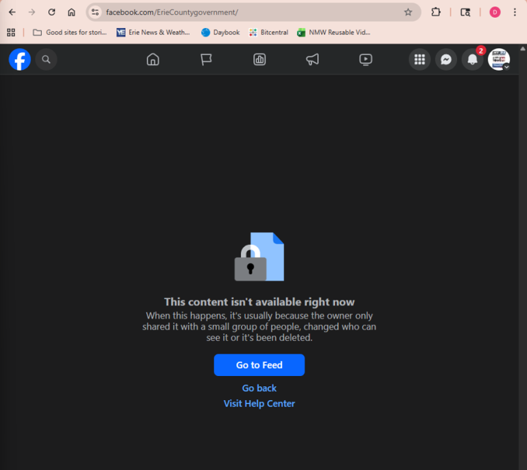 Erie County Government Facebook page restored after being 'unpublished'