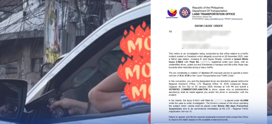 LTO summons pick-up truck driver who brandished gun in viral road rage ...