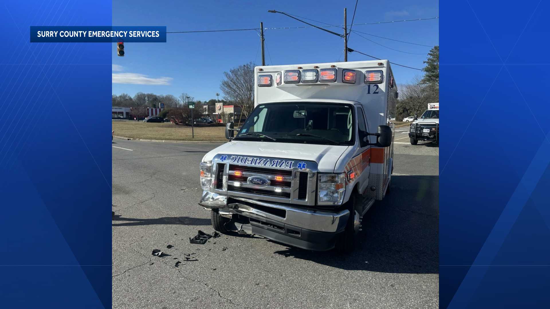 Car overturns after hitting ambulance; EMS crew treats driver
