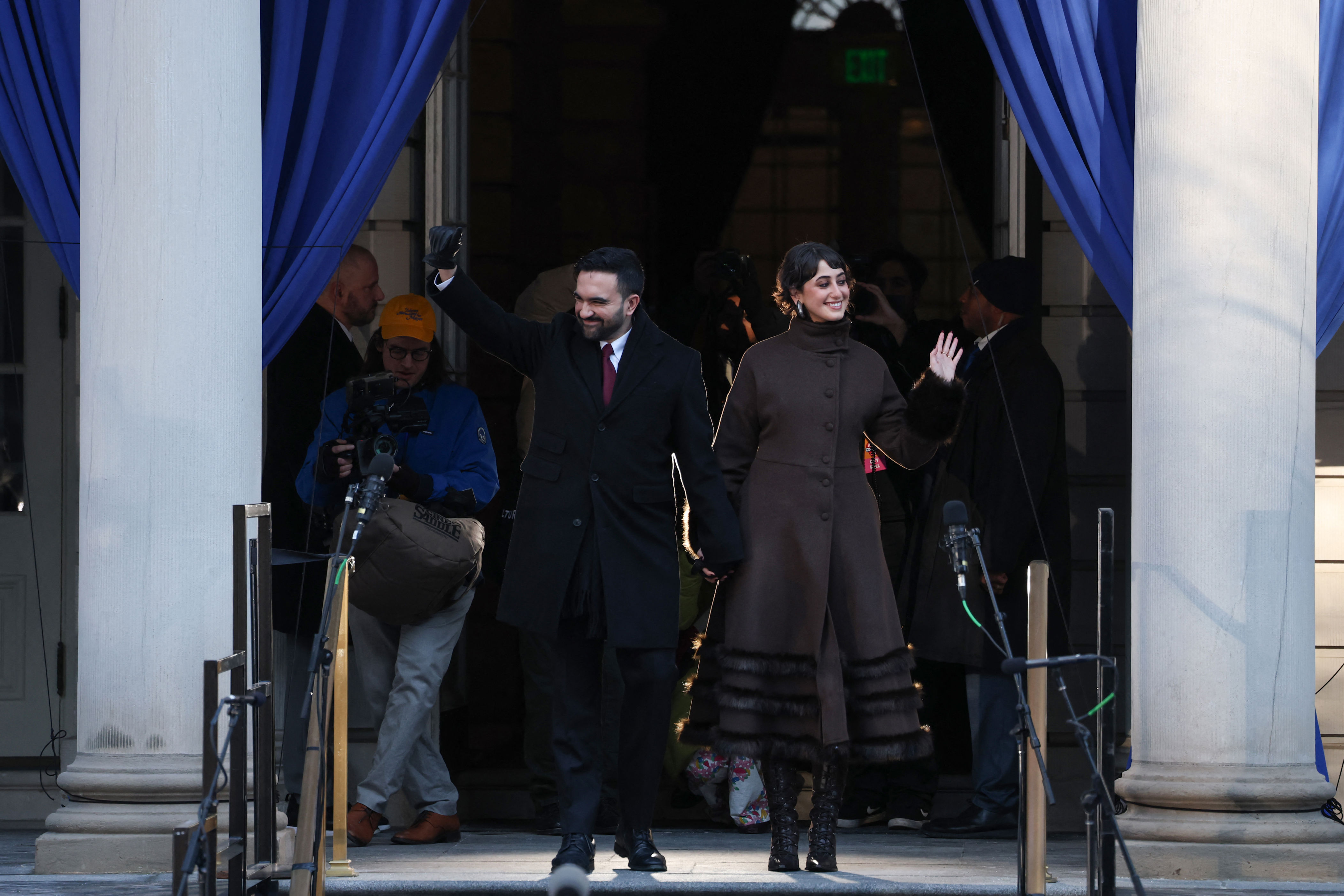 NYC Mayor Zohran Mamdani’s wife, Rama Duwaji, bundles up in fur-trimmed ...